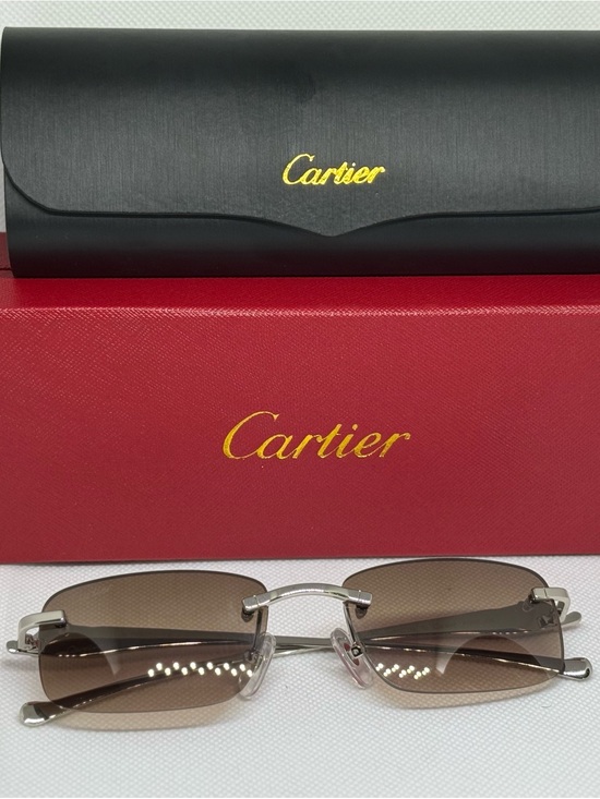 Cartier | Accessories | Cartier Rimless Sunglasses With Brown Gradient ...
